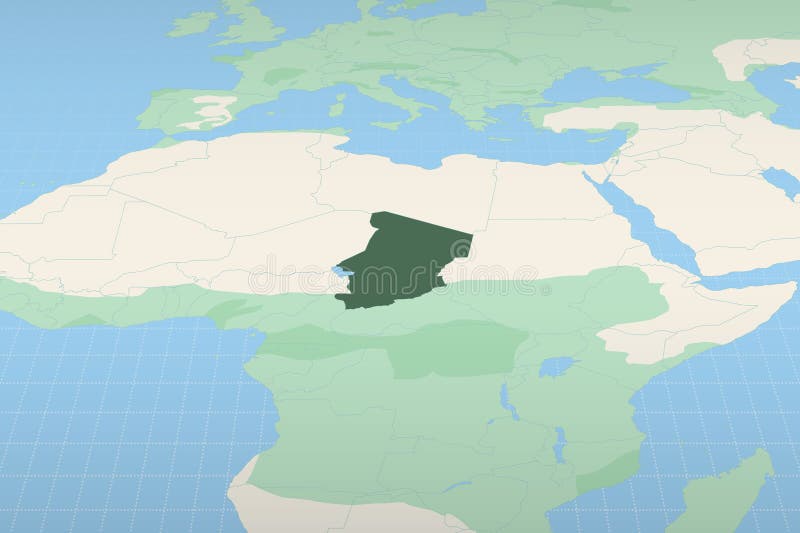 Chad Highlighted on a Detailed Map, Geographic Location of Chad Stock ...