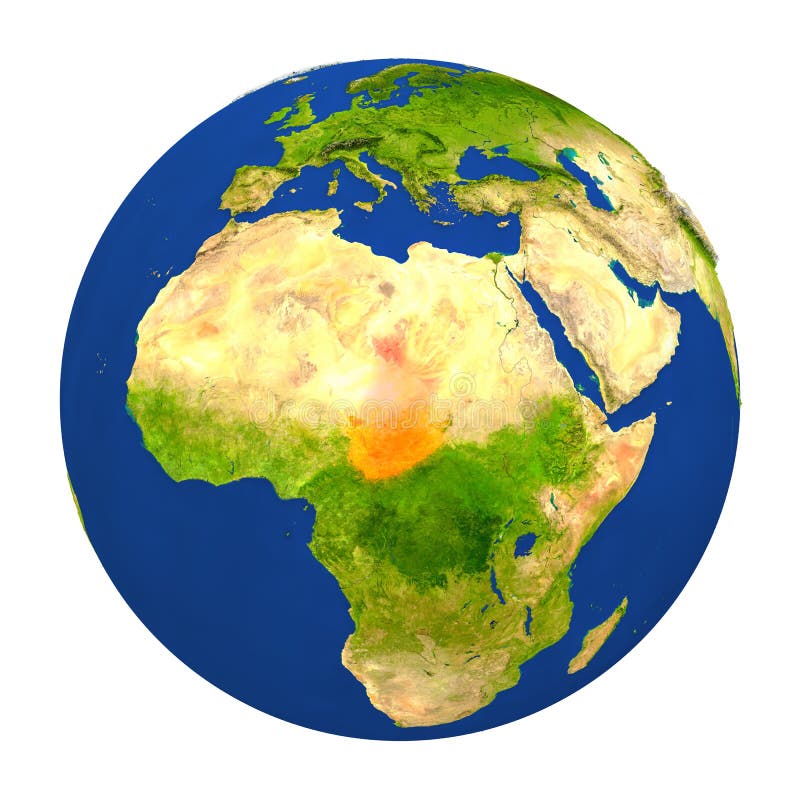Chad Highlighted on a White Simplified 3D World Map. Digital 3D Render ...