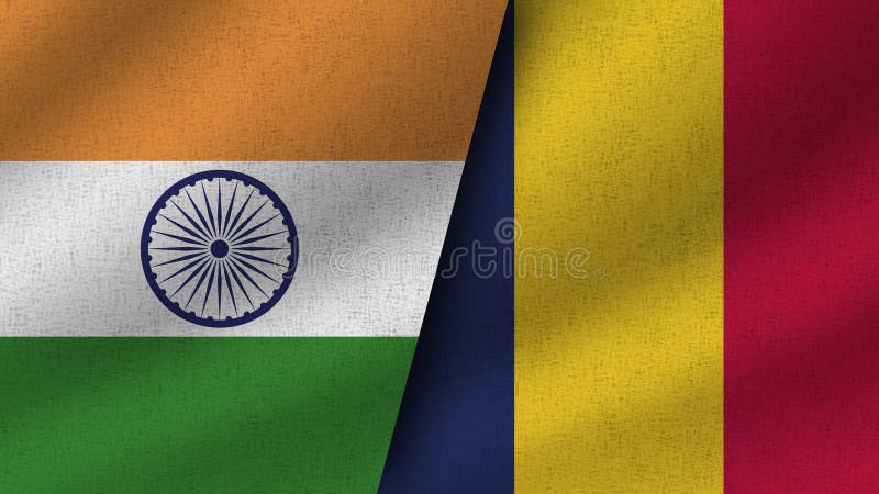 Chad and India Realistic Two Flags Together Stock Illustration ...