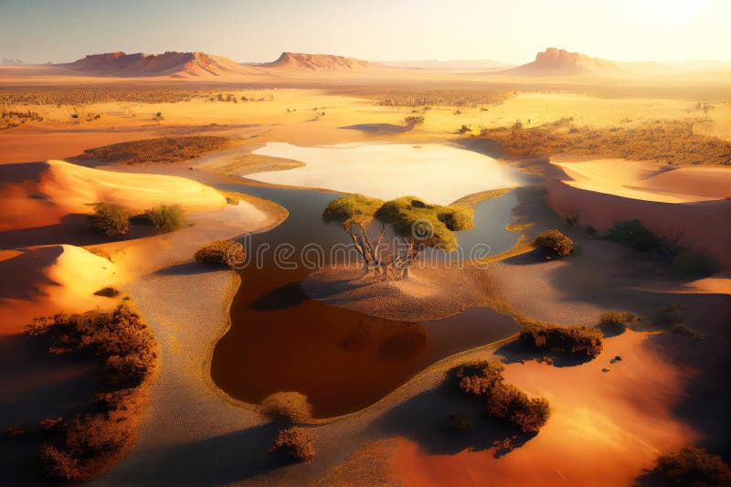 Chad Landscape with Mountains and River. Generative AI Art Stock ...