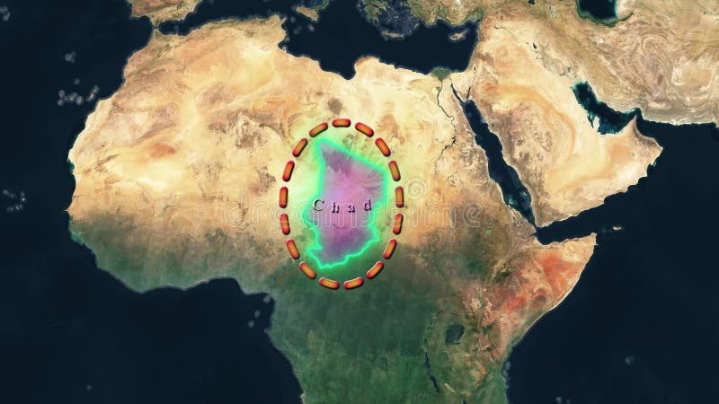 Chad Map stock video. Video of location, country, conflict - 294270455