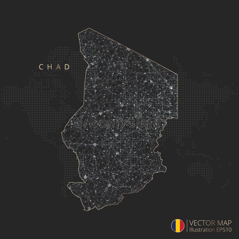 Chad Map Abstract Geometric Mesh Polygonal Light Concept Stock Vector ...