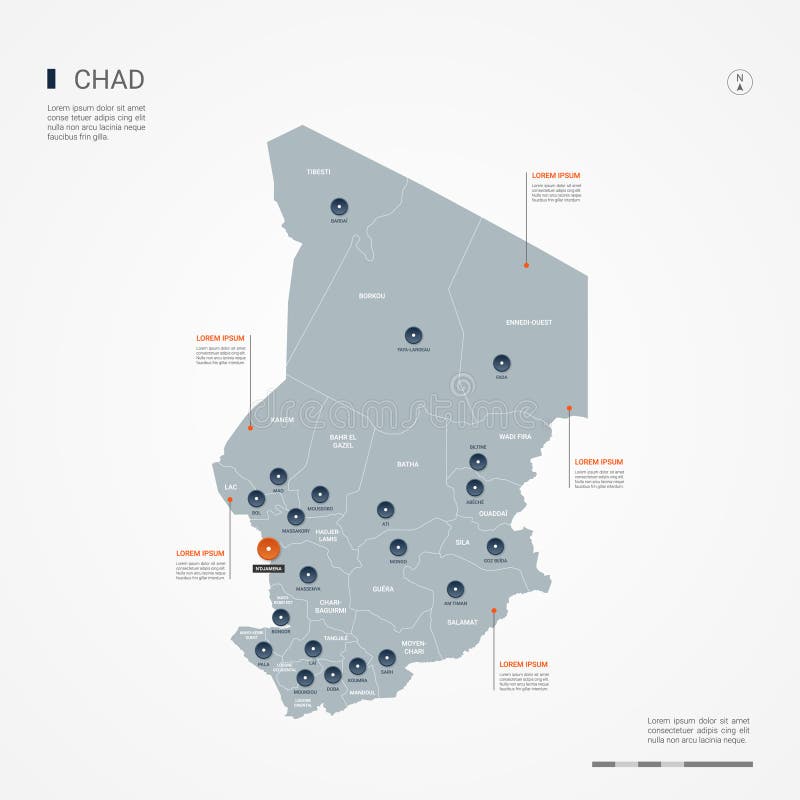 Chad Infographic Map Vector Illustration. Stock Vector - Illustration ...