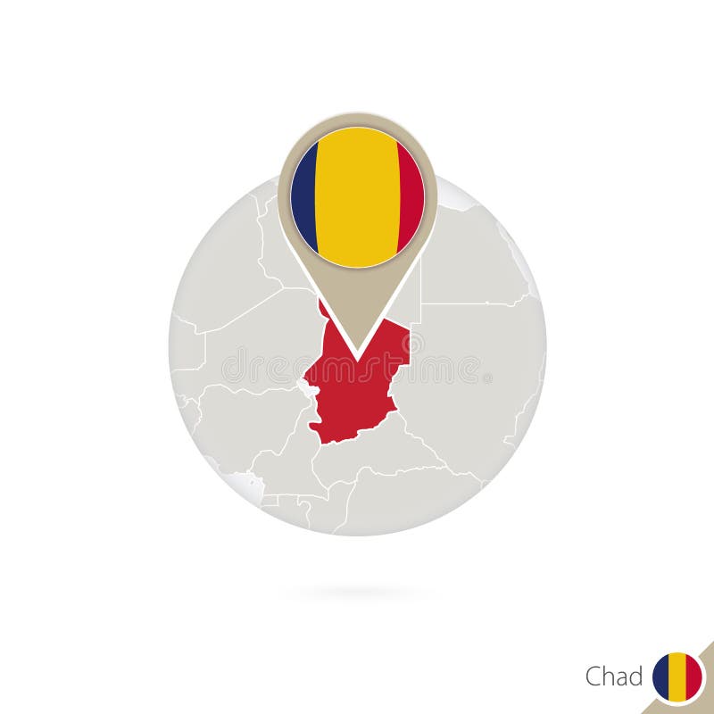 Chad Map and Flag in Circle. Map of Chad, Chad Flag Pin Stock Vector ...