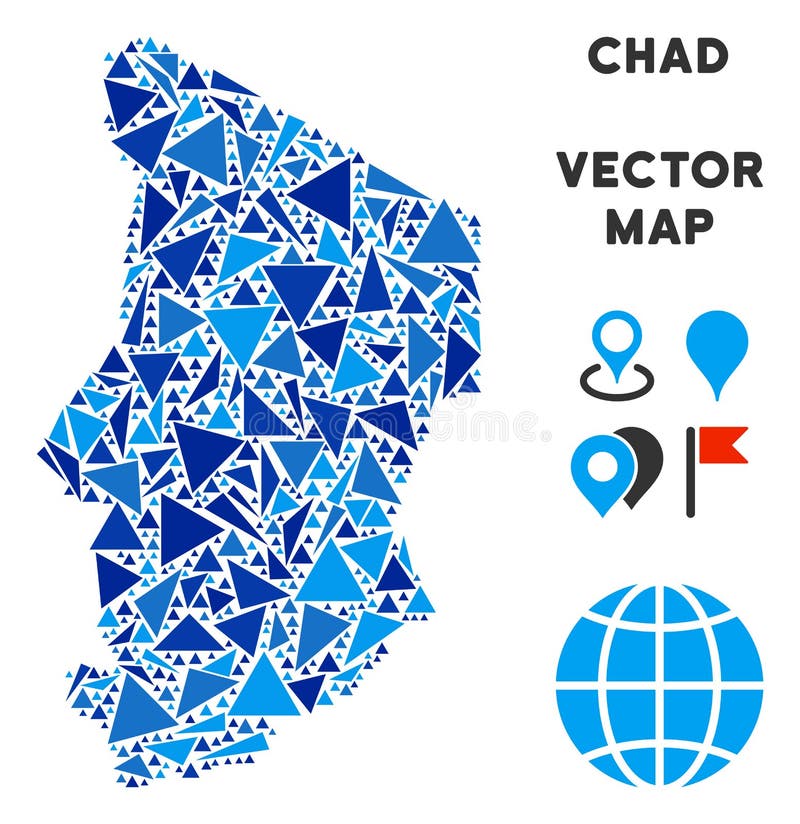 Blue Triangle Chad Map stock vector. Illustration of cartography ...