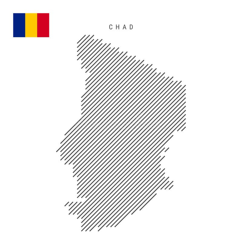Chad Map from Pattern of Black Slanted Parallel Lines. Flat Vector ...