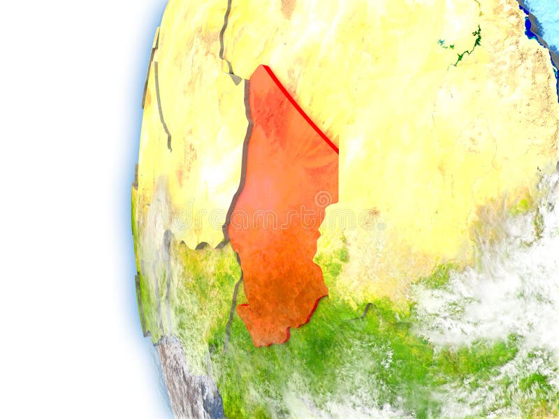 Chad on model of Earth stock illustration. Illustration of region ...