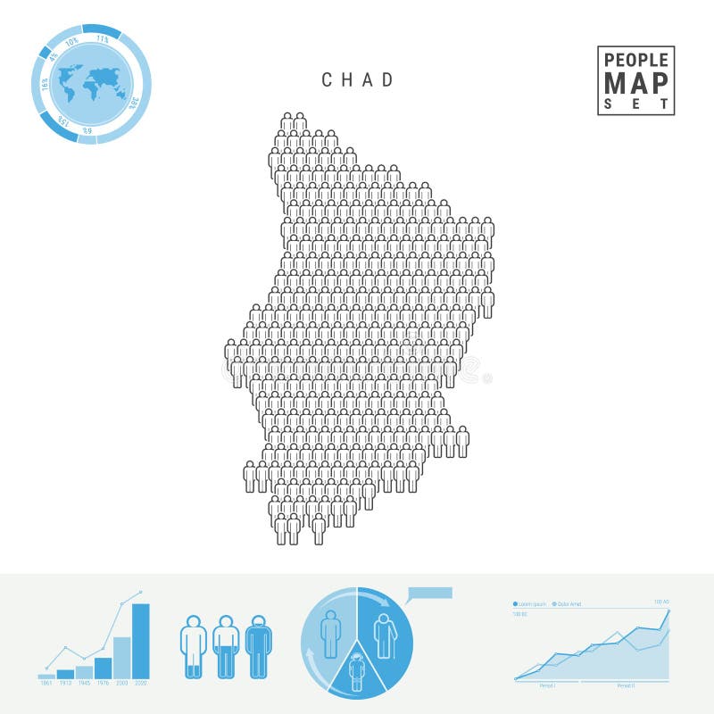 Chad People Icon Map. Stylized Vector Silhouette of Chad. Population ...
