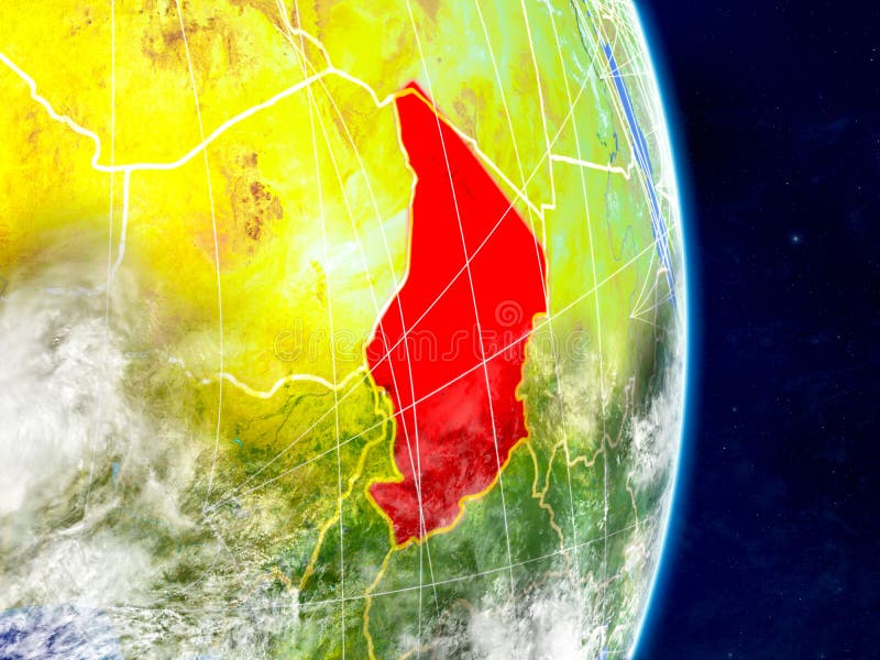 Chad on Planet Earth with Networks. Extremely Detailed Planet Surface ...