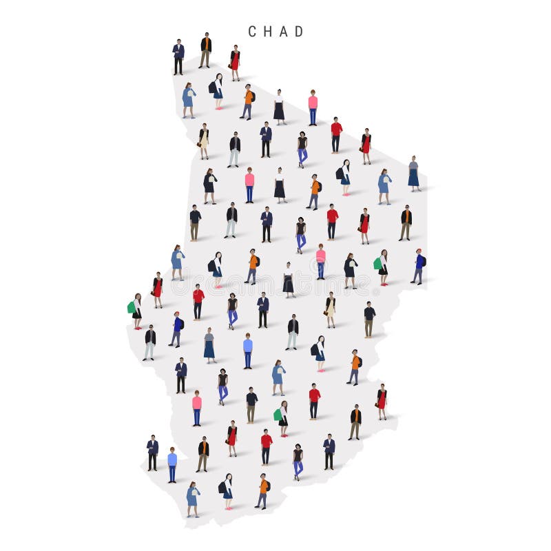 Chad Population Map. Large Group of People in a Shape of Chadian Map ...