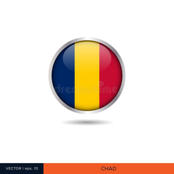 Chad Round Flag Vector Design. Stock Vector - Illustration of media ...