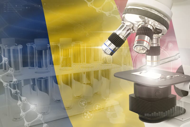 Chad Science Development Digital Background - Microscope on Flag ...