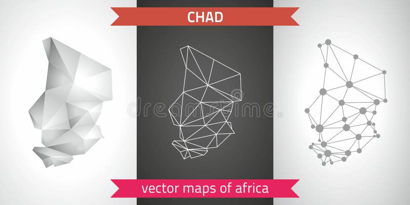 Chad Set of Grey and Silver Mosaic 3d Polygonal Maps. Graphic Vector ...