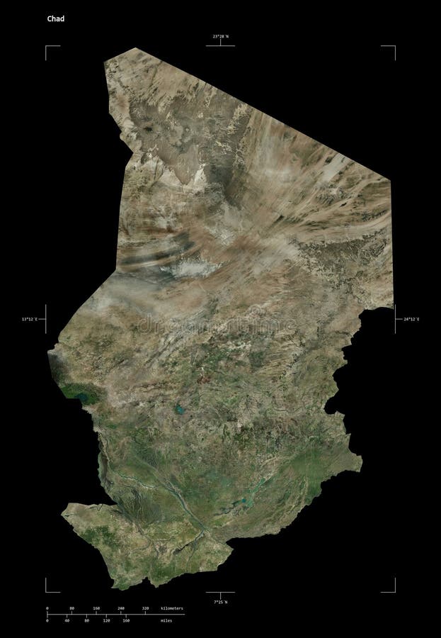 Chad Shape on Black. High-res Satellite Stock Illustration ...