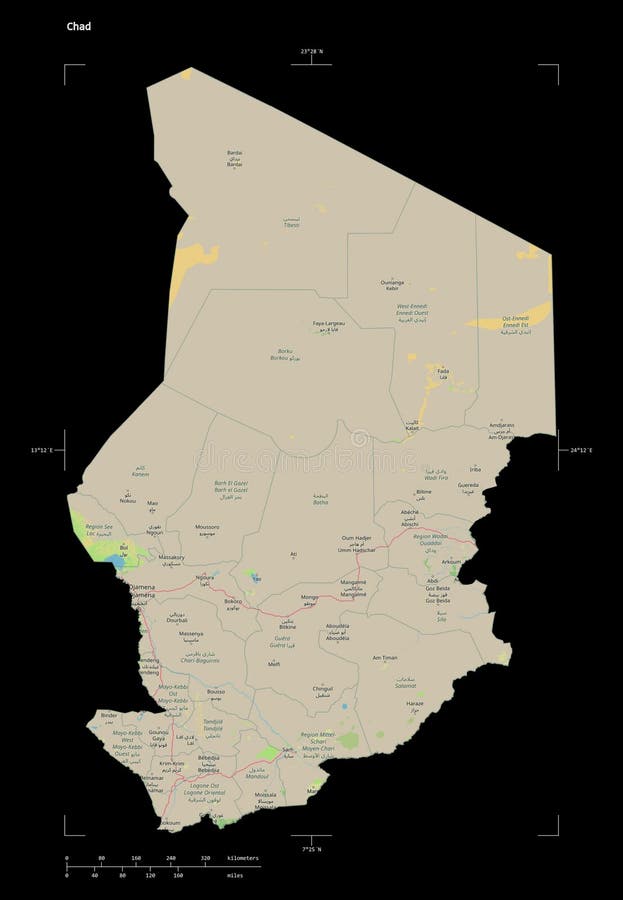 Chad Shape on Black. Topo German Stock Illustration - Illustration of ...