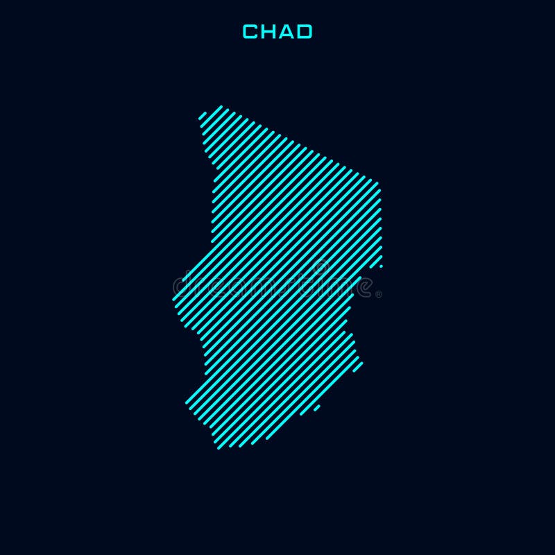 Chad Striped Map Vector Design Template with Blue Background. Stock ...