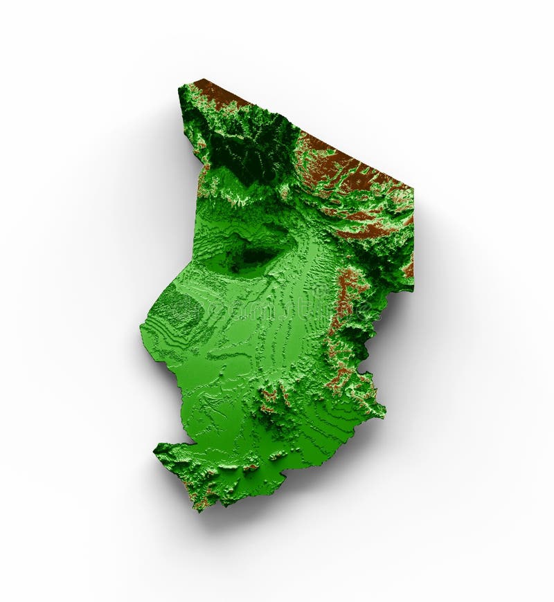 Topographic Chad Map Hypsometric Chad Elevation Tint Spectral Shaded ...