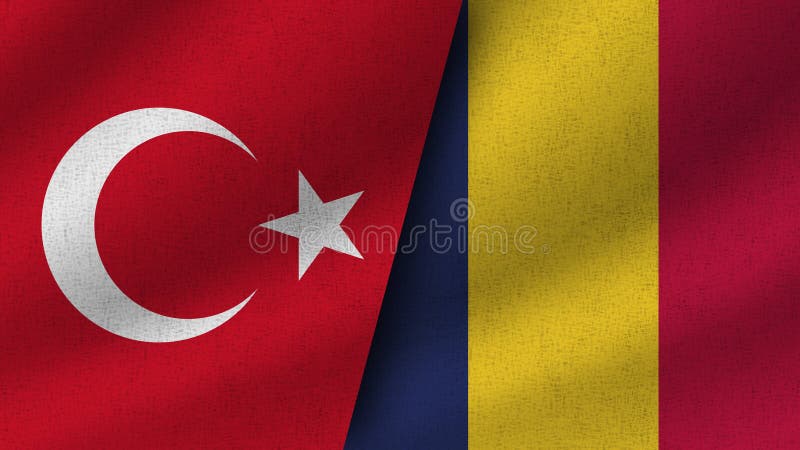 Chad and Turkey Realistic Two Flags Together Stock Illustration ...