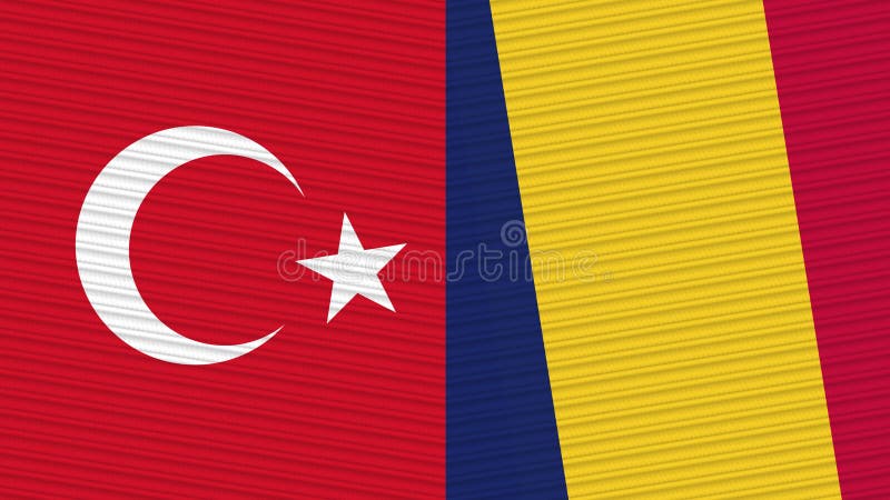 Turkey and Chad Two Flags Textile Cloth 3D Rendering Stock Illustration ...
