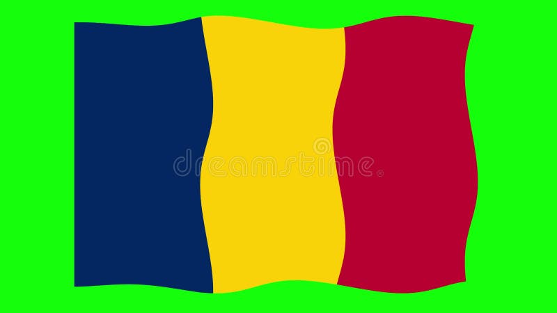 Chad Waving Flag 2D Animation on Green Screen Background. Looping ...
