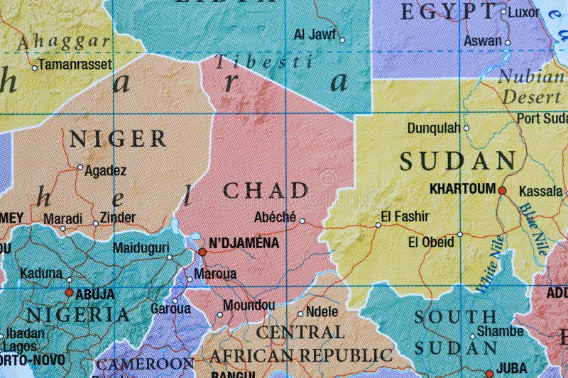 Chad on the World Map Close-up Stock Photo - Image of sahara, libya ...