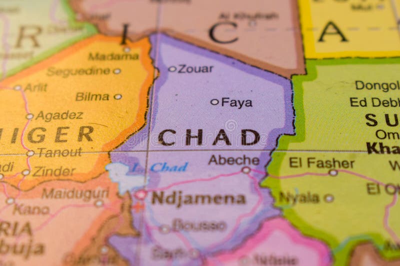 Chad on the World Map-Geo Political Map Stock Photo - Image of national ...