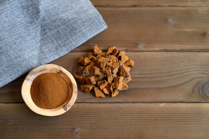 Chaga Tea Mushroom from Birch Tree Using for Healing Tea or Coffee in ...