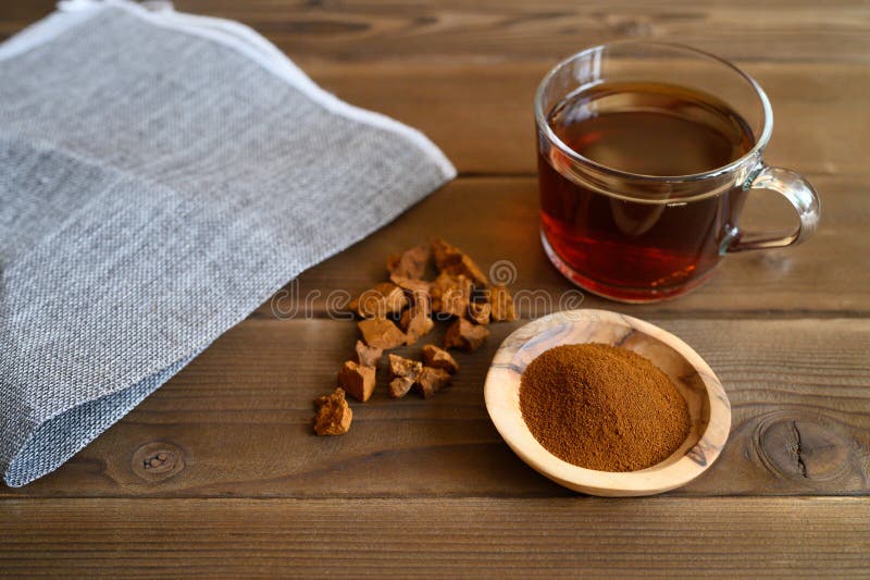 Chaga Tea Mushroom from Birch Tree Using for Healing Tea or Coffee in ...
