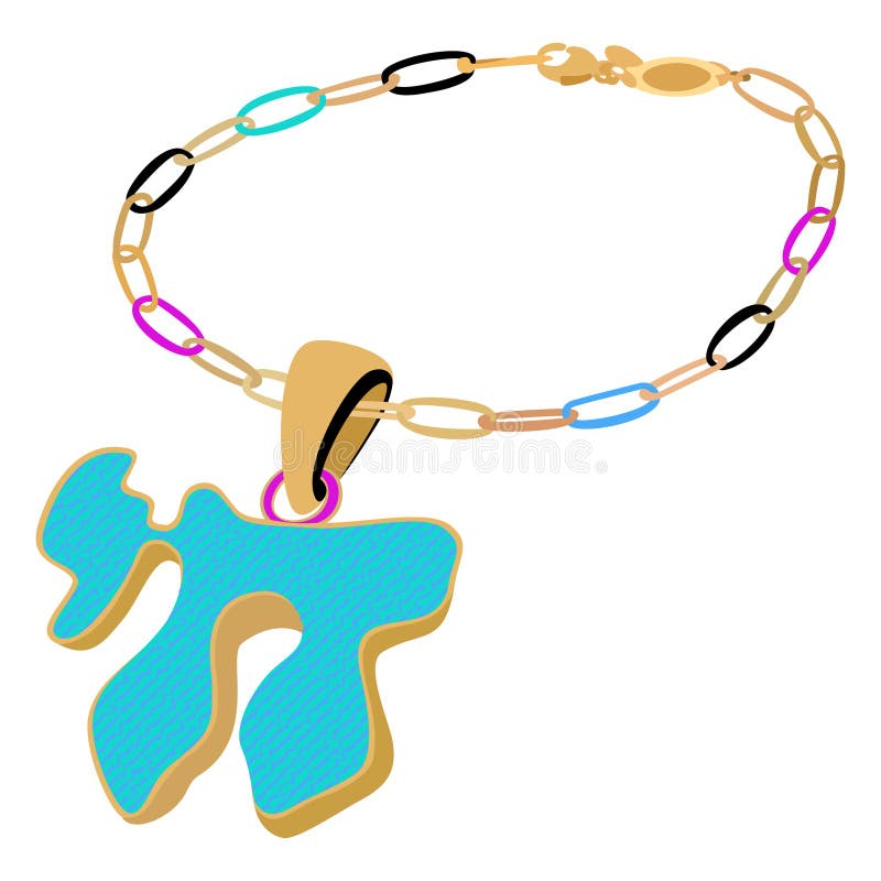 Chai Life Symbol Pendant on Chain. Bright Vector Isolated Illustration ...