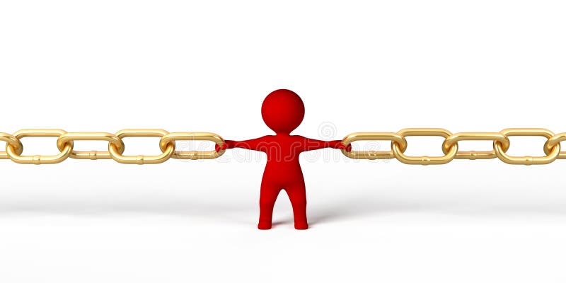 3d person and chain stock illustration. Illustration of problem - 7519319