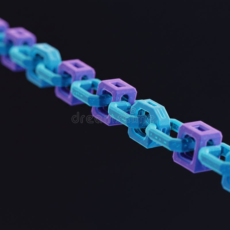 A Chain with Alternating Blue and Purple Rectangular Links. Each Link ...