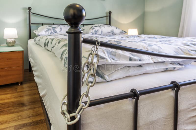Chain on bed stock image. Image of abstract, background - 129713361