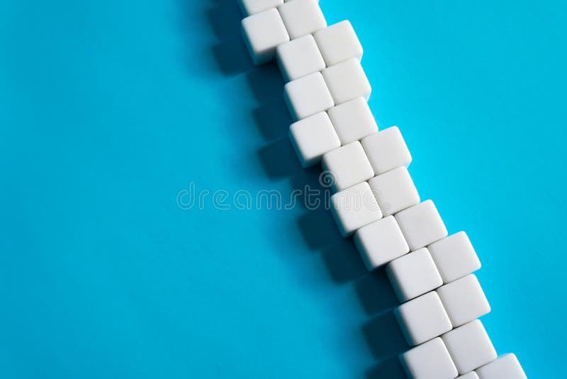 Chain of Blocks on a Blue Background. Abstraction Structure. Concept of ...