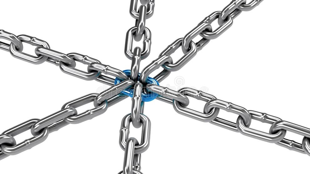 Chain with Blue Central Link, Stock Illustration - Illustration of fear ...