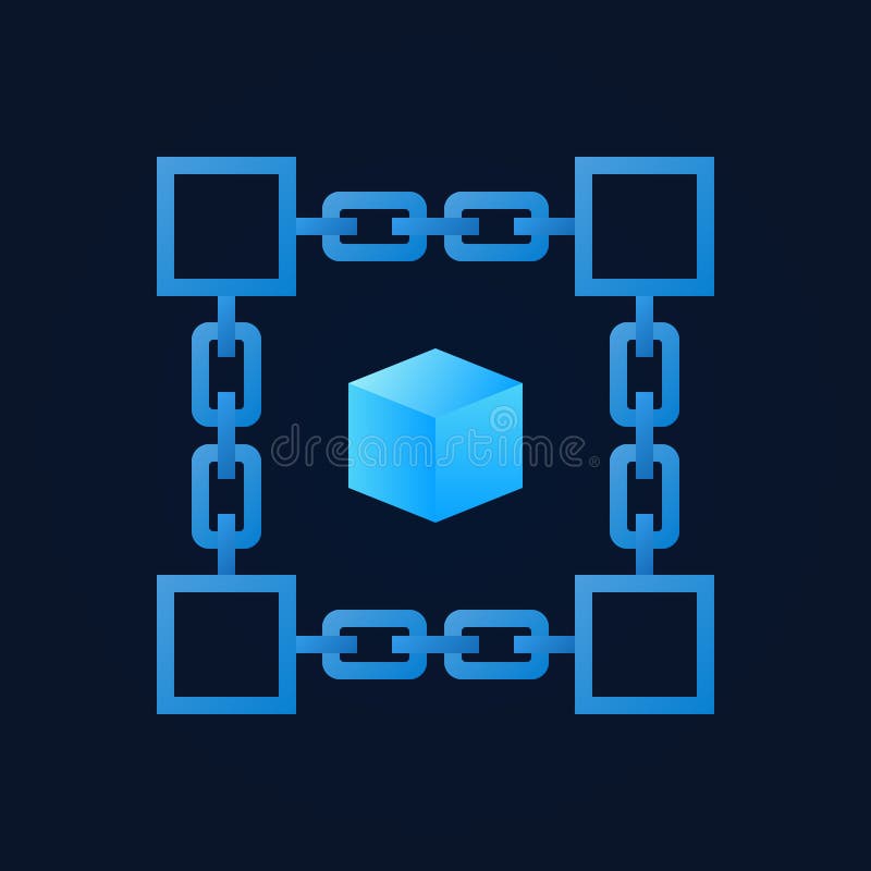 Cube Inside Blockchain. Block Chain Technology Vector Symbol Stock ...