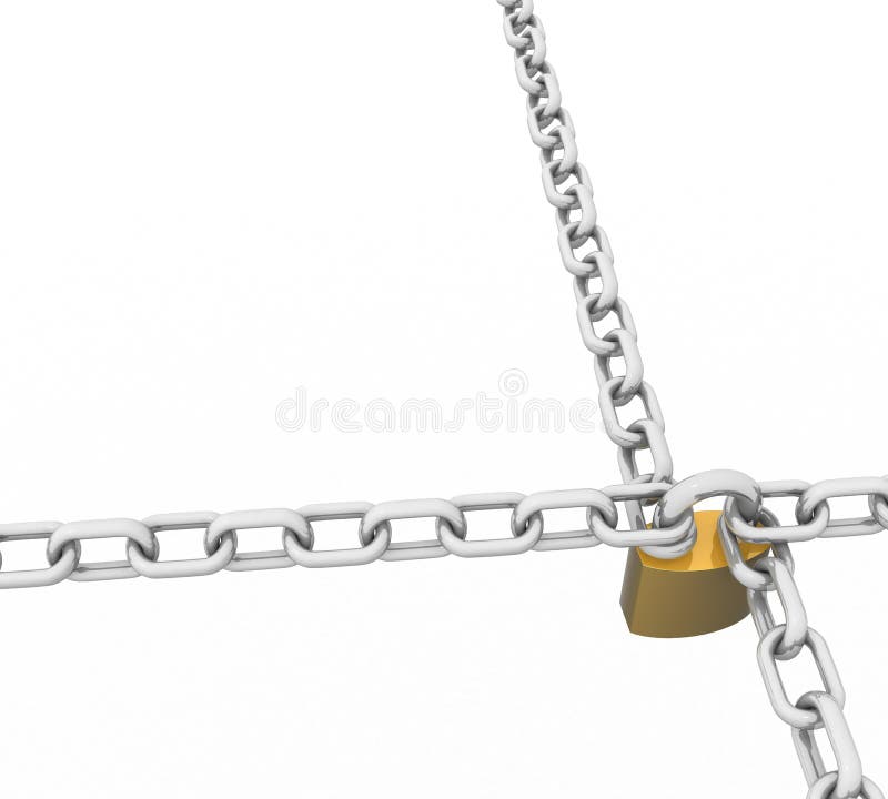 Chain with a Brass Lock and Key Stock Illustration - Illustration of ...