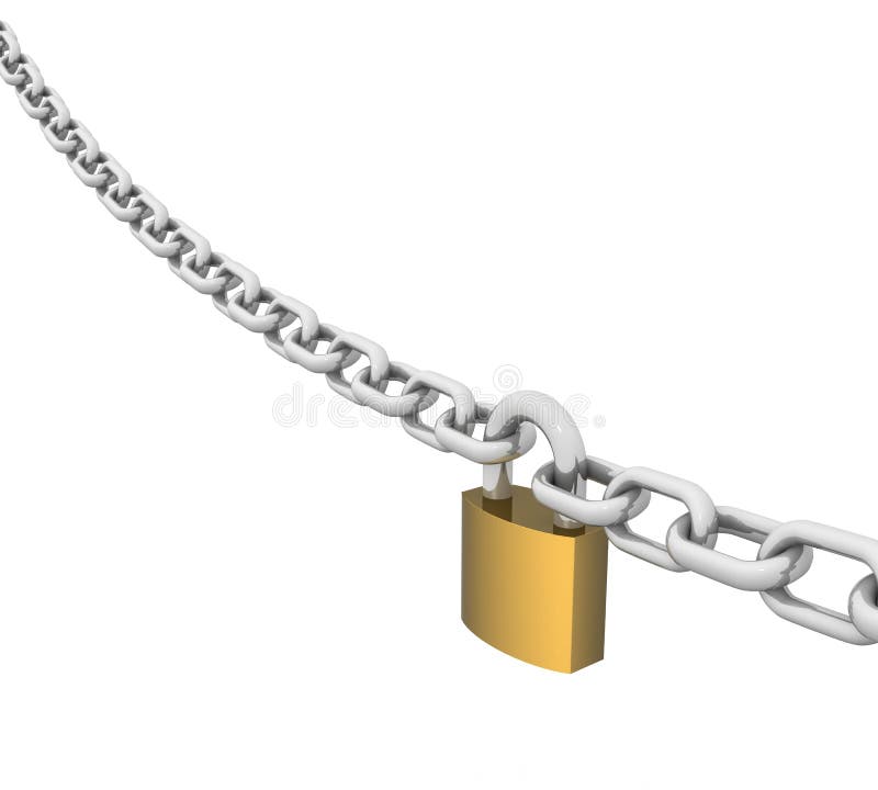 Chain with a Brass Lock and Key Stock Illustration - Illustration of ...