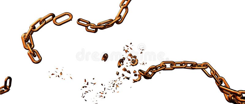 Chain Break Breaking Crisis Golden Isolated, Png - 3d Rendering Stock ...
