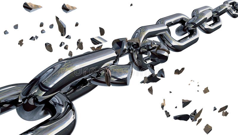 Chain Break Breaking Fire Flames in Black Background Crisis - 3d ...