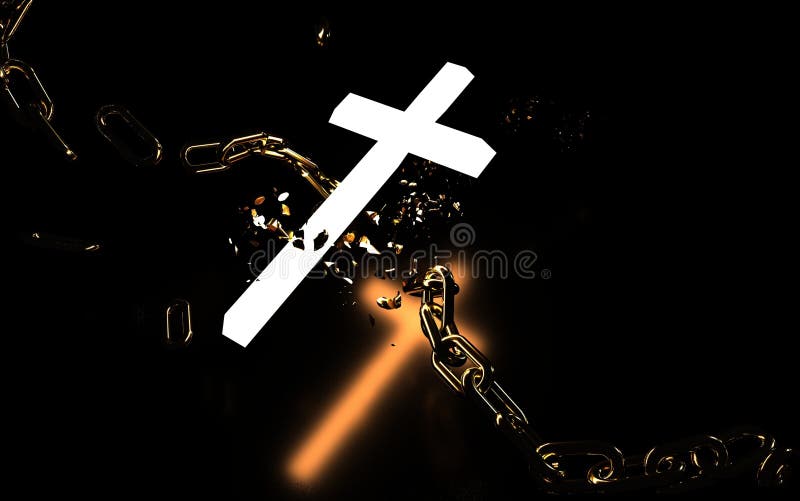 Chain Breaking by Cross God Belief Stock Illustration - Illustration of ...