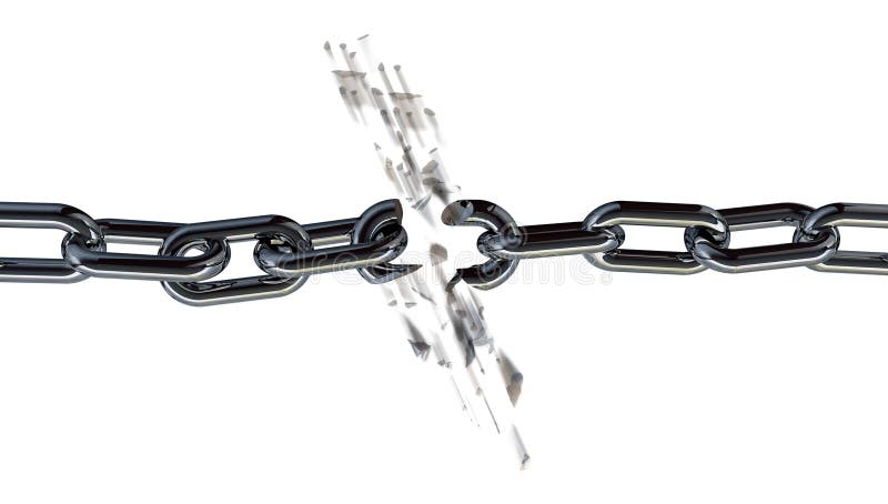 Chain Breaking Exploding Shattered Weak Pressure Stress- 3d Rendering ...