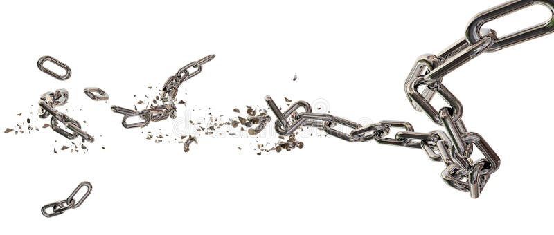 Chain Breaking Silver Danger Power Escape - 3d Rendering Stock Photo ...