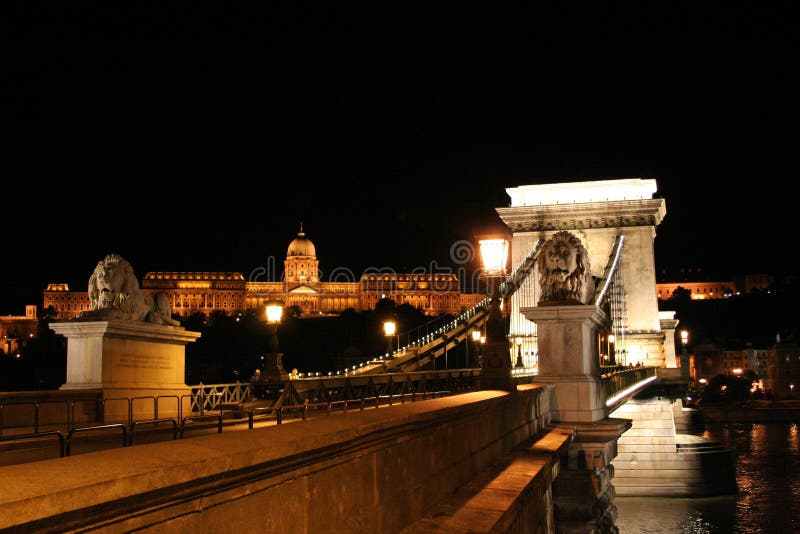 Chain Bridge stock image. Image of road, night, palace - 1261457