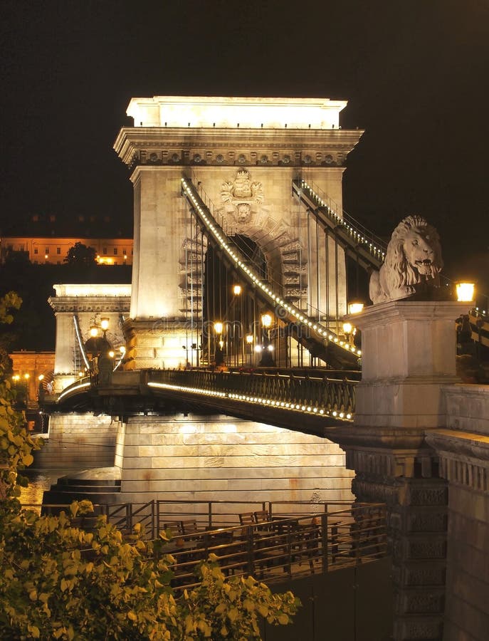 Chain Bridge stock image. Image of city, budapest, lights - 20325169