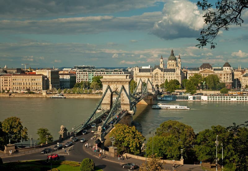 Chain Bridge stock image. Image of lake, background, ship - 26795353