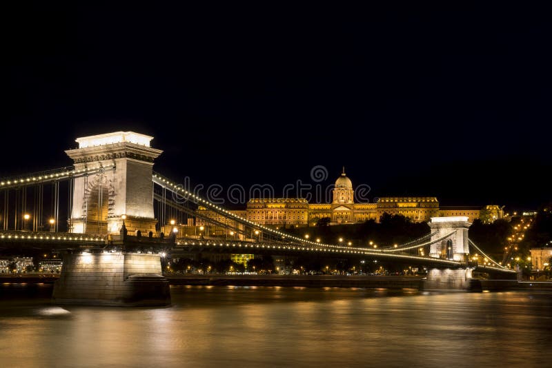 Chain Bridge and Buda Castle, Budapest, Hungary Stock Image - Image of ...