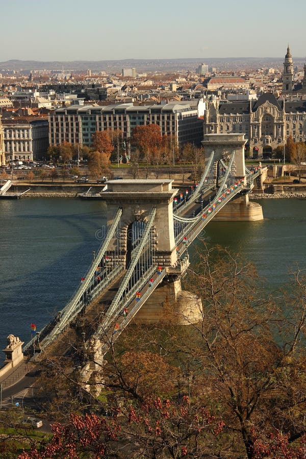 The Chain Bridge in Budapest. Stock Image - Image of town, suspension ...