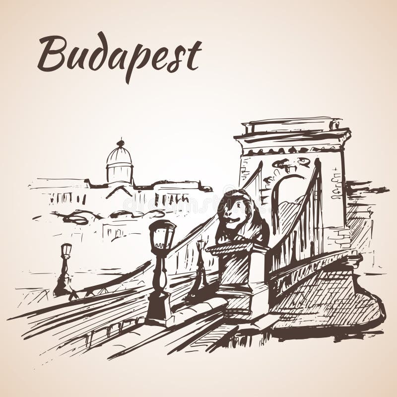 Chain Bridge - Budapest, Hungary. Stock Vector - Illustration of ...