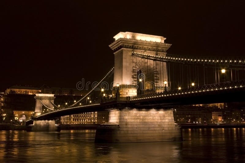 Chain Bridge Castle Budapest by Night Stock Image - Image of budapest ...