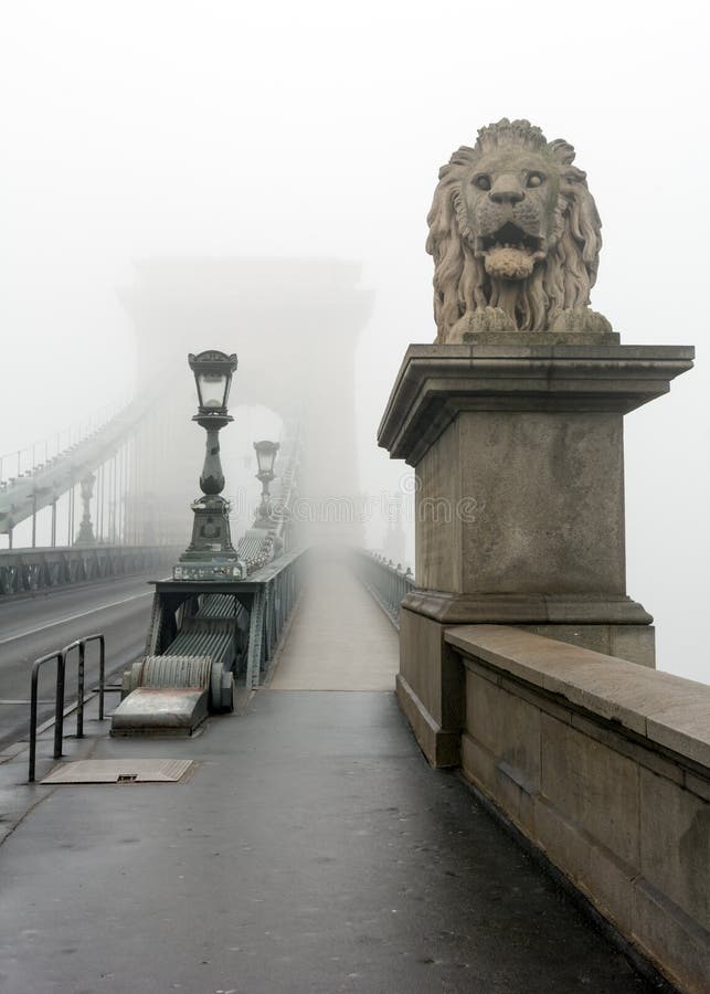 Chain bridge in fog stock image. Image of hungarian, tourism - 68571765